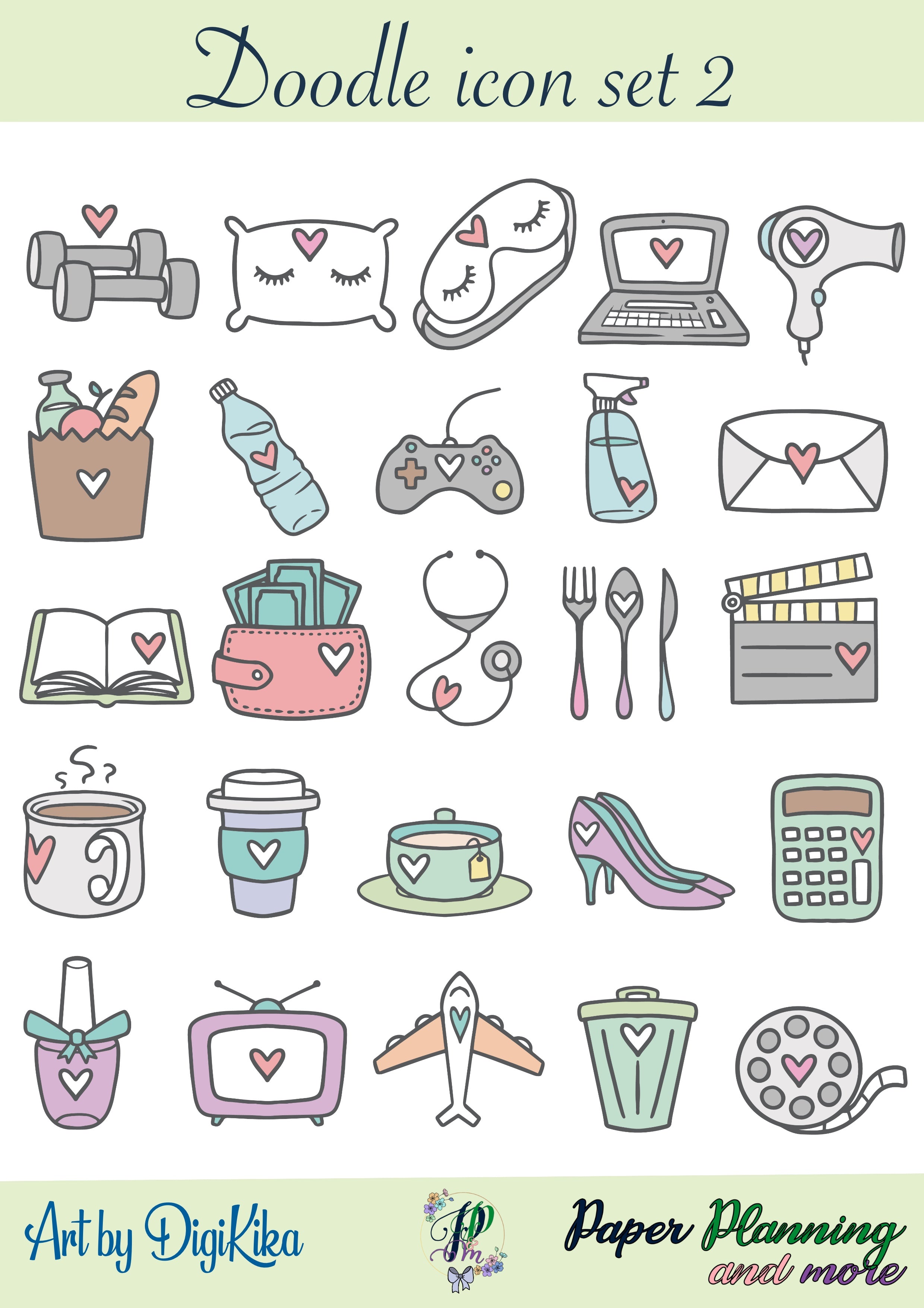 Doodle Icon 2 Sticker Sheet – Paper planning and more