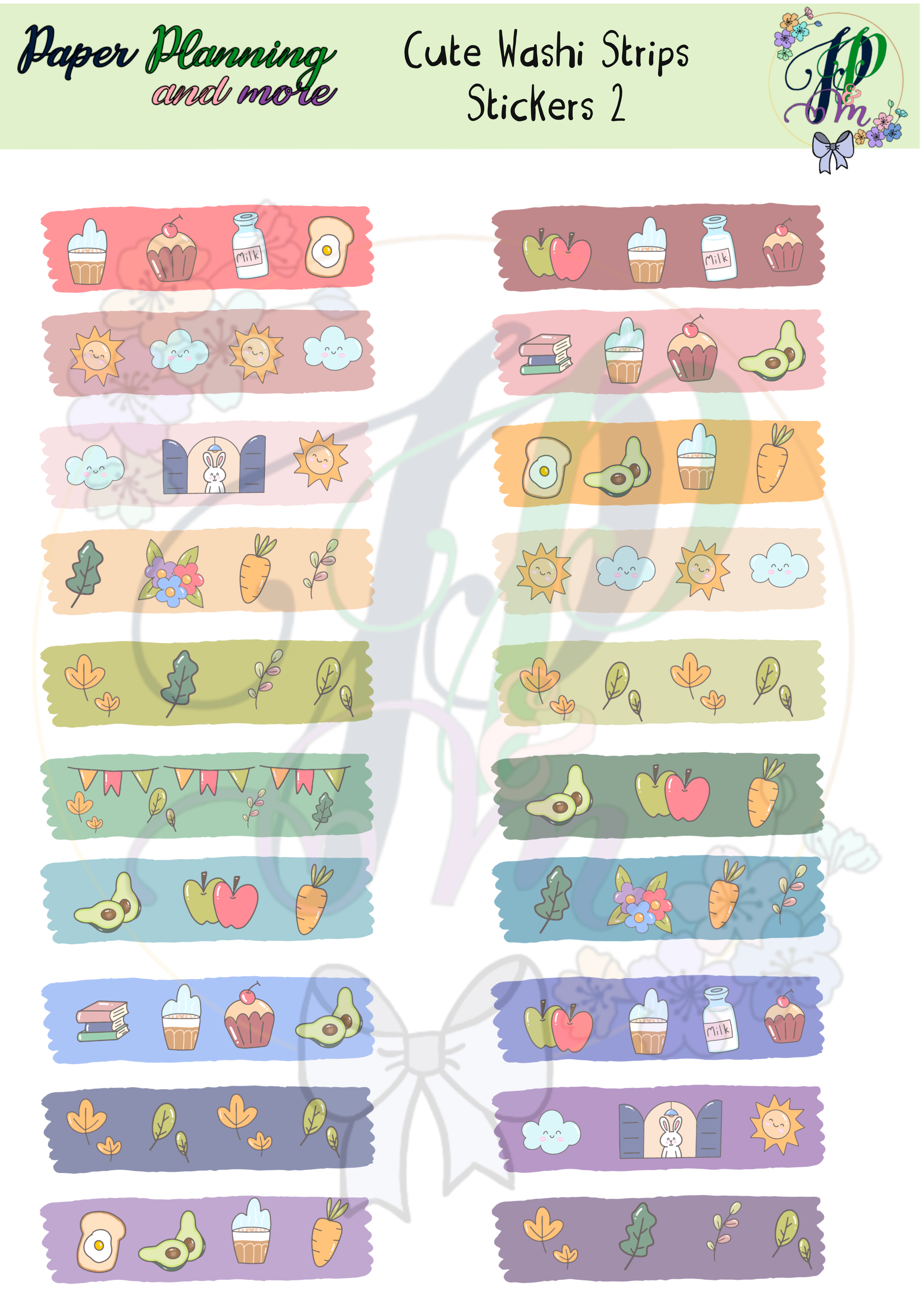 Cute Washi Strips 2 Sticker Sheet – Paper planning and more
