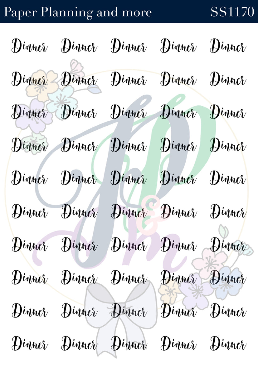 Dinner Handwritten Sticker Sheet – Paper planning and more