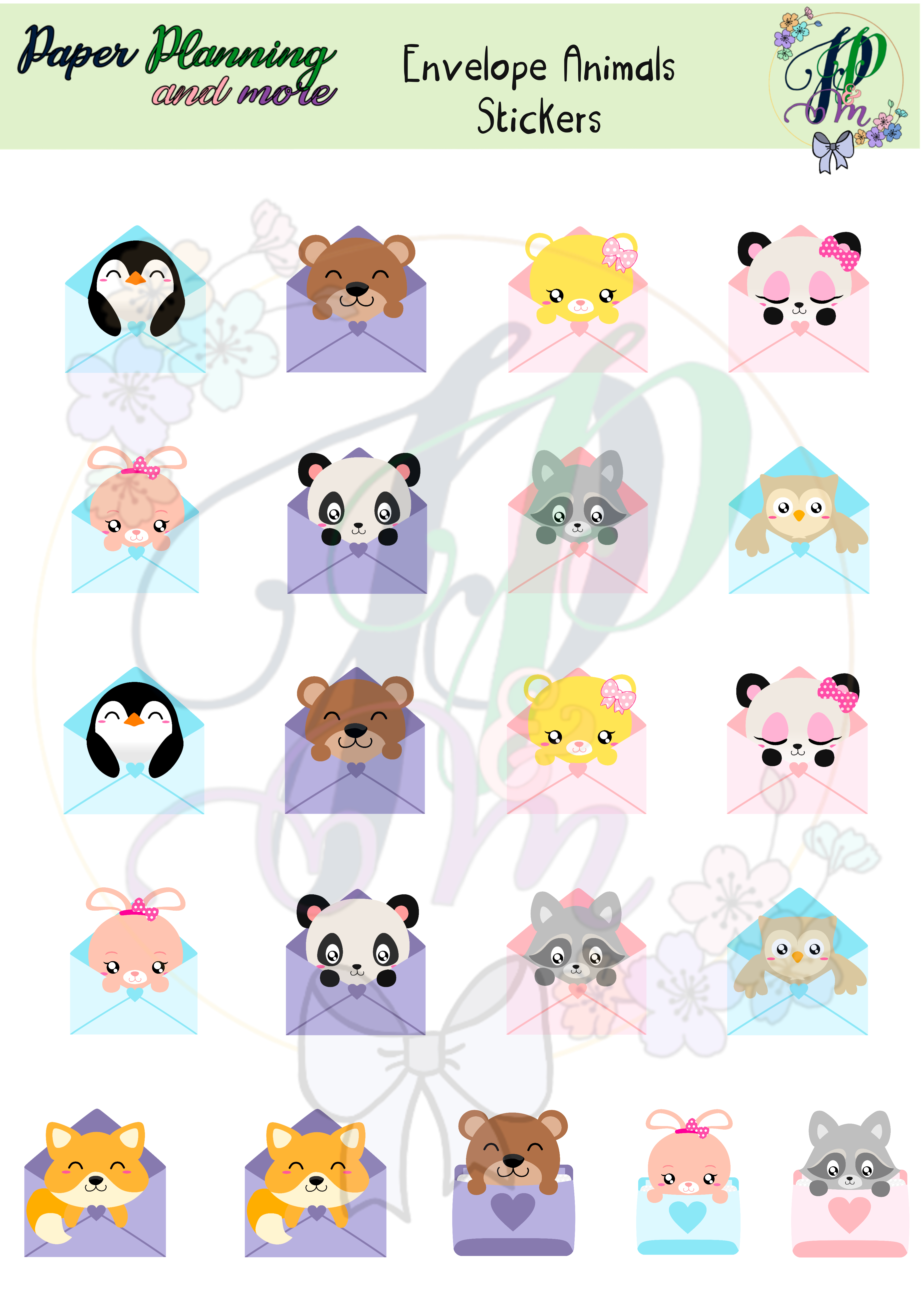 Envelope Animals Sticker Sheet – Paper planning and more