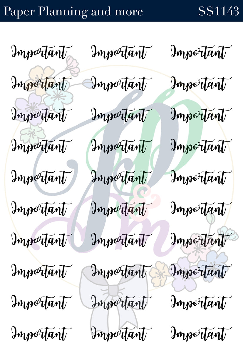 Important Handwritten Sticker Sheet – Paper planning and more