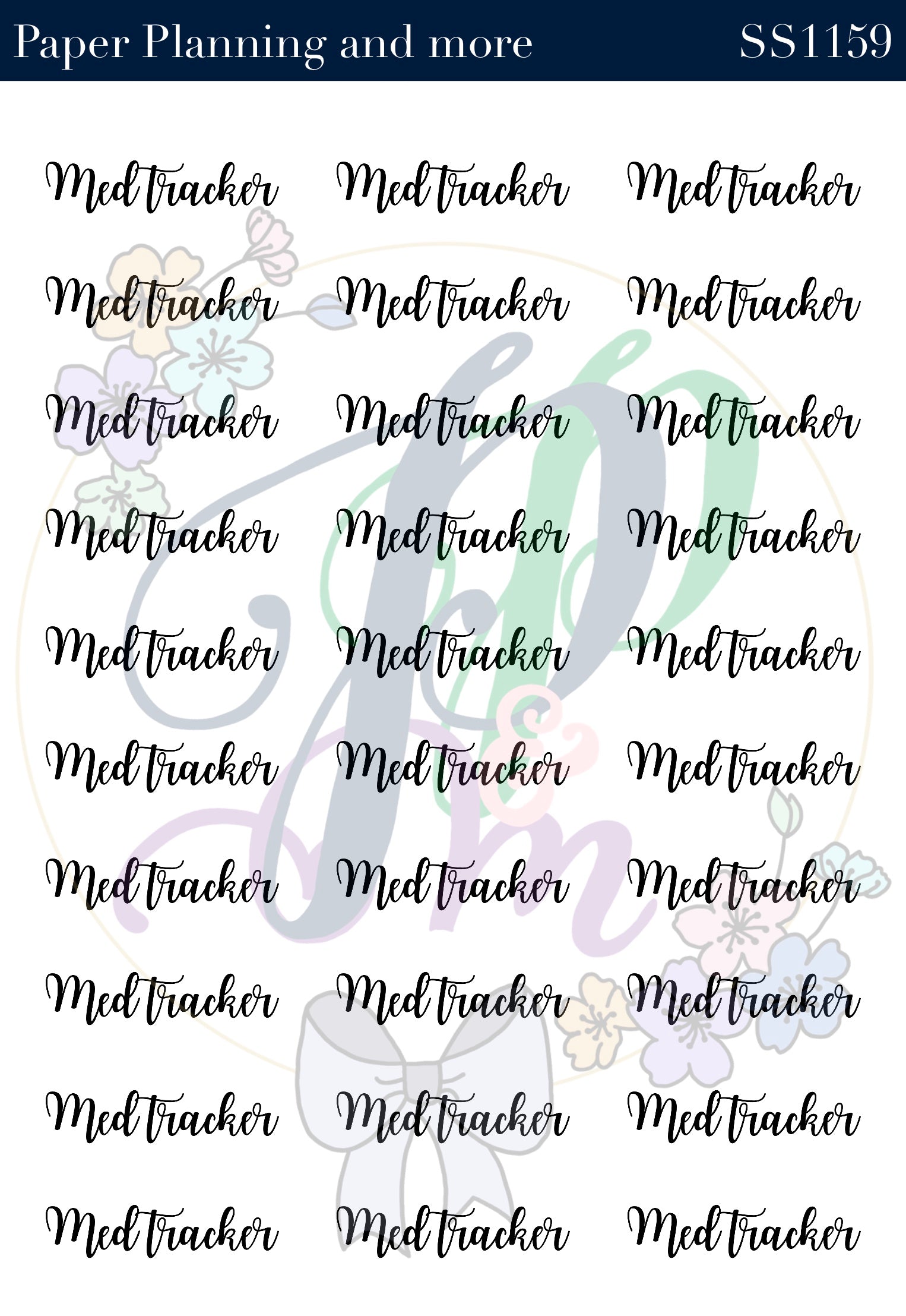 Med Tracker Handwritten Sticker Sheet – Paper planning and more