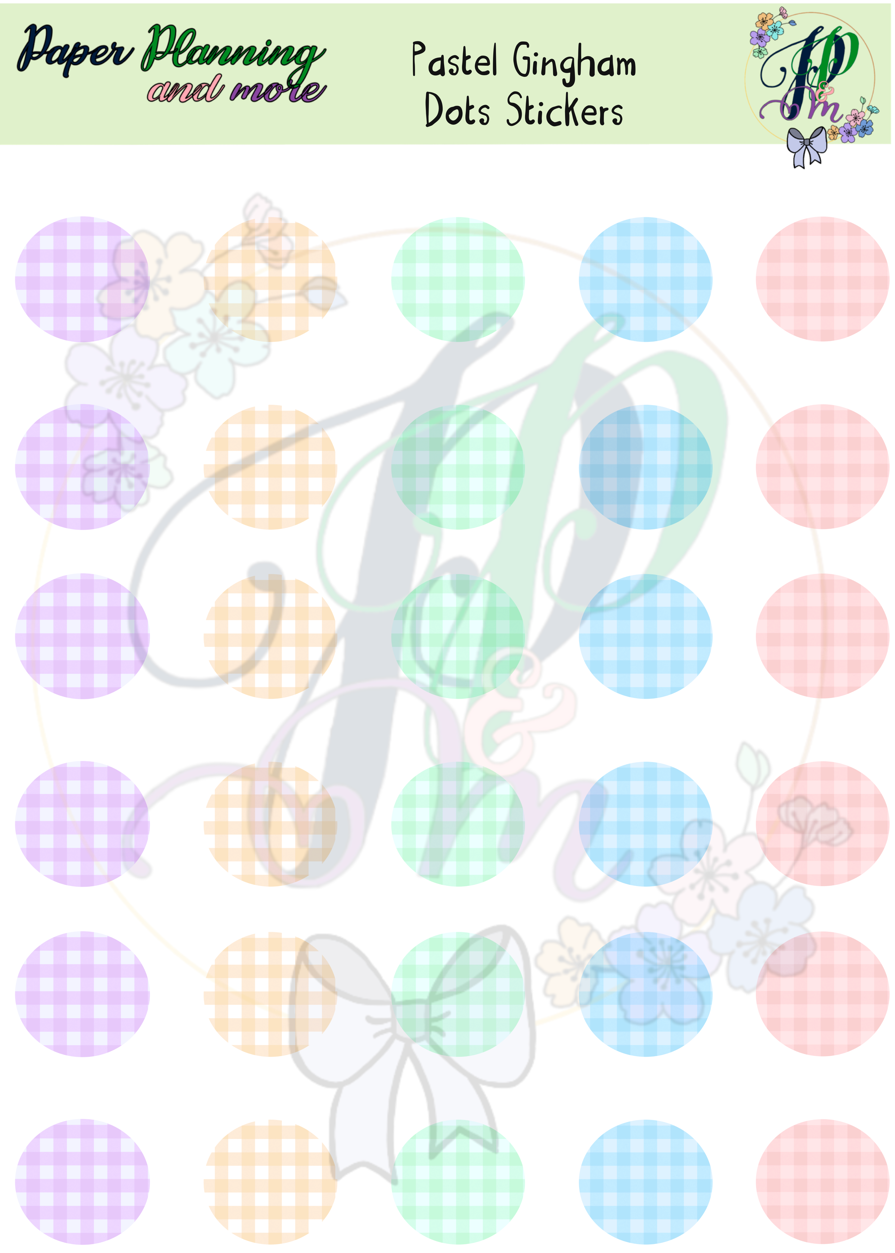 Pastel Gingham Dots Sticker Sheet – Paper planning and more