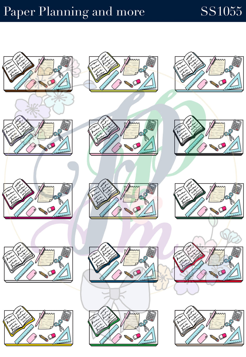 Study Desk Flat Lay Sticker Sheet – Paper planning and more