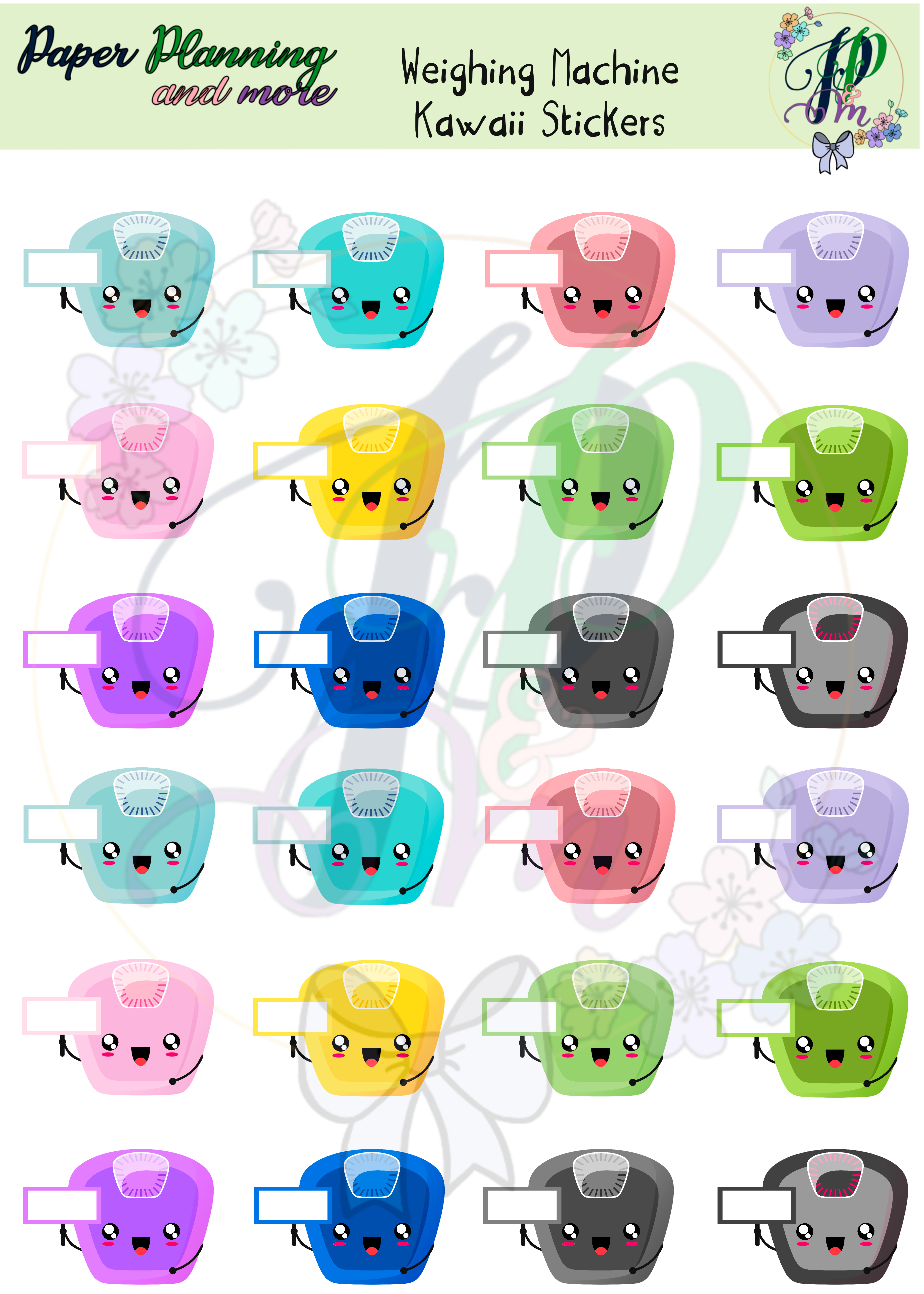 Weighing Machine Kawaii Sticker Sheet – Paper planning and more